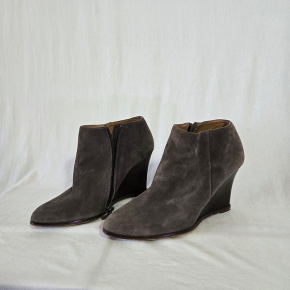 Halogen | Shoes | Halogen Suede Gray Wedge Ankle Boots | Poshmark